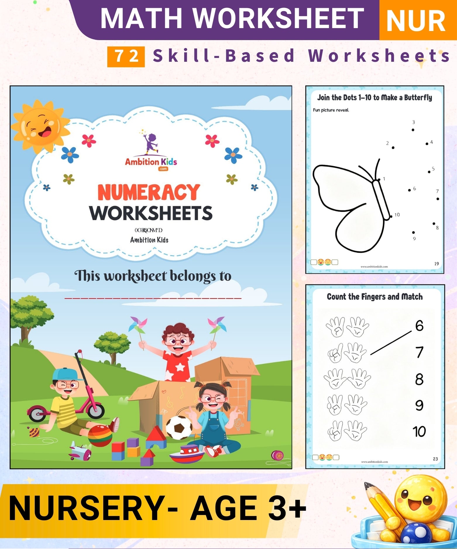Nursery Math & Numeracy Printable Worksheets | (Age 3+)