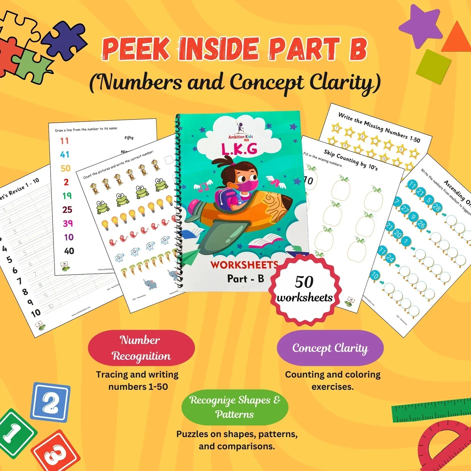 LKG Hard Copy Kids Worksheets – Ambition Kids
